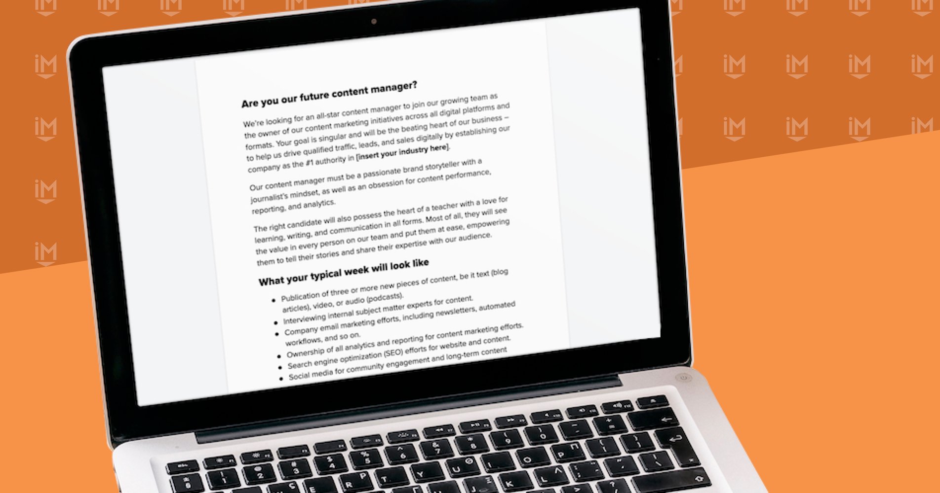 Content manager job description template | IMPACT